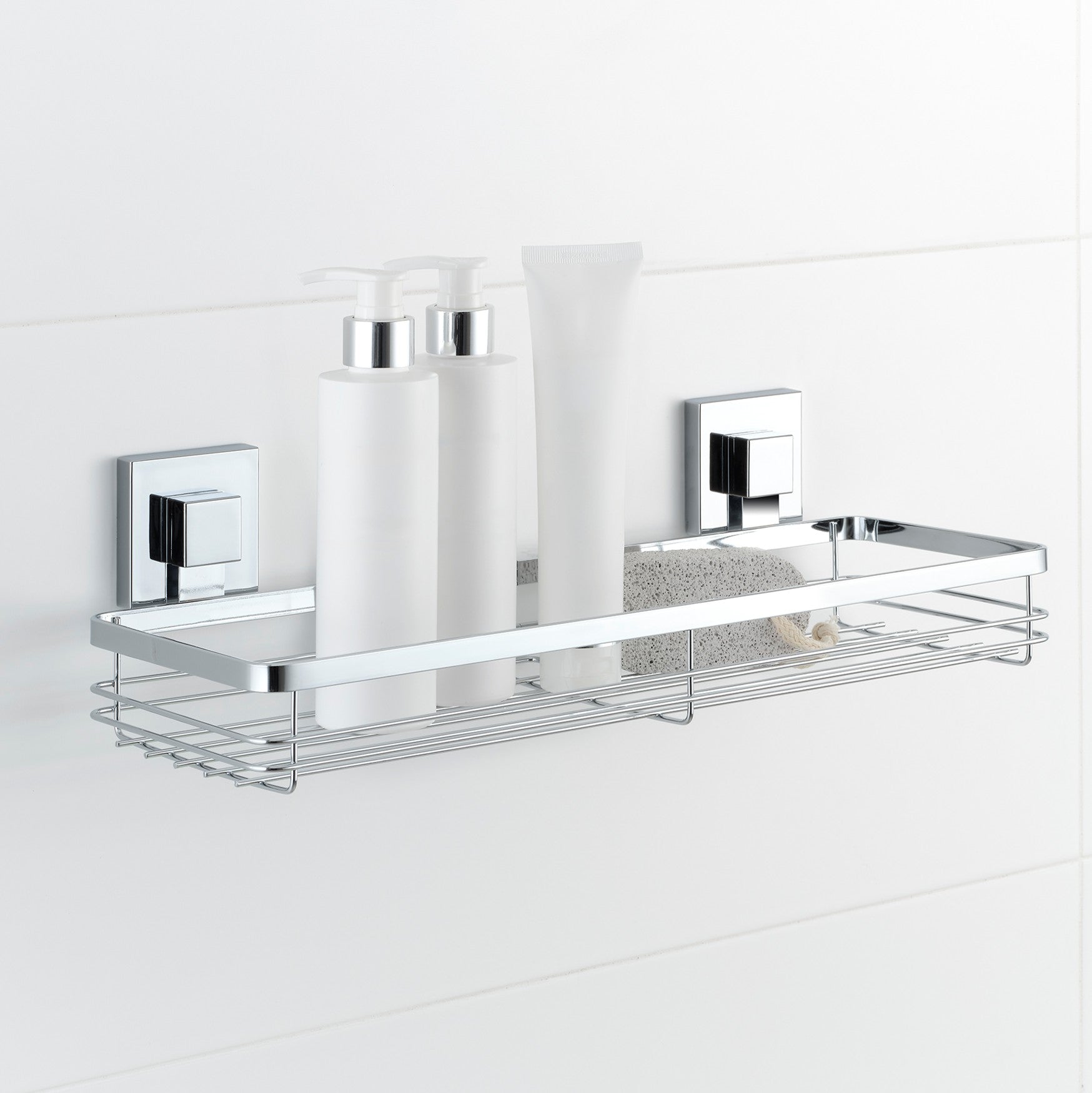 Polished Stainless Steel Suction Bathroom Shelf – Fusion-Loc